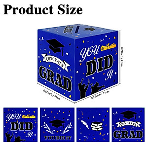 Graduation Card Box, 2024 Graduation Party Decorations, Graduation Box, Graduation Card Holder Foldable Congrats Grad Card Gift Box Class of 2024 for Graduation Party Supplies Party Favors Blue