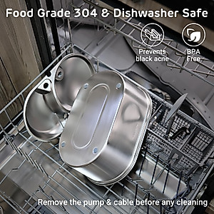 iPettie Cat Feeder and Waterer Combo, Twins Water Fountain Stainless Steel with Two Spouts, 101oz/3.0L, Food and Water Dispenser, 5-Stage Filtration Water Purifier