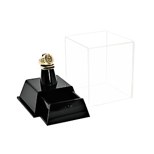 Better Display Cases Clear Acrylic Championship School Ring Display Case with Drawer and Black Acrylic Ring Holder (A064-A)