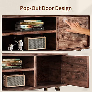 Retro TV Stand with Storage Cabinet for TVs up to 55 inch, TV Console for Media, Mid Century Modern TV Stand & Entertainment Center, Wooden TV Stand for Living Room/Bedroom, Walnut, APRTS01WN