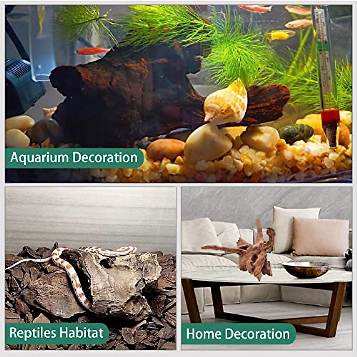 PINVNBY Natural Aquarium Driftwood Assorted Branches Reptile Ornament for Fish Tank Decoration Pack of 3