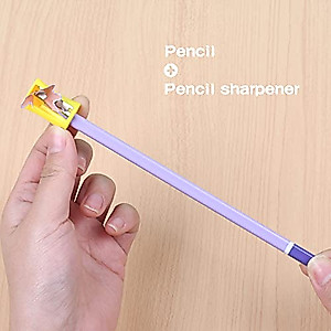 PABLUE HB Graphite Pencils, Triangular Concave Grip Pencils, Fat, Thick, Strong, with Eraser, Sharpener, Suitable for School, Student, Art, Beginner,Drawing,Sketching,Shading(Purple,Pack of 12)