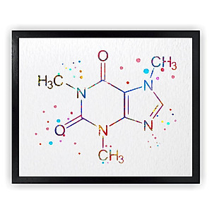 Dignovel Studios 8X10 Unframed Caffeine Molecule Chemical Symbol Watercolor Art Print Poster Housewarming Wall Giclee Office Home Decor DN536