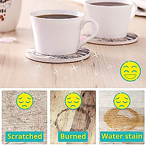 LIFVER Absorbent Stone Coasters with Holder, Coasters for Drinks and Cork Baking, Octopus On World Map Novelty Design, Set of 6