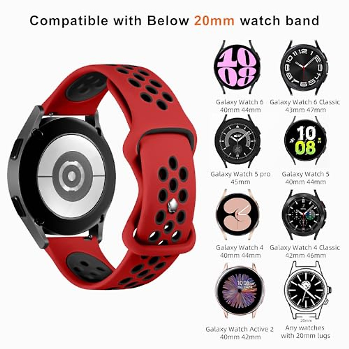 Lerobo 4 Pack Compatible for Galaxy Watch 5 Band & Galaxy Watch 4 Band 40mm 44mm/ Galaxy Watch 5 Pro Bands 45mm,Samsung Galaxy Watch Active 2 Bands/20mm Soft Silicone Sport Strap for Men Women,Large