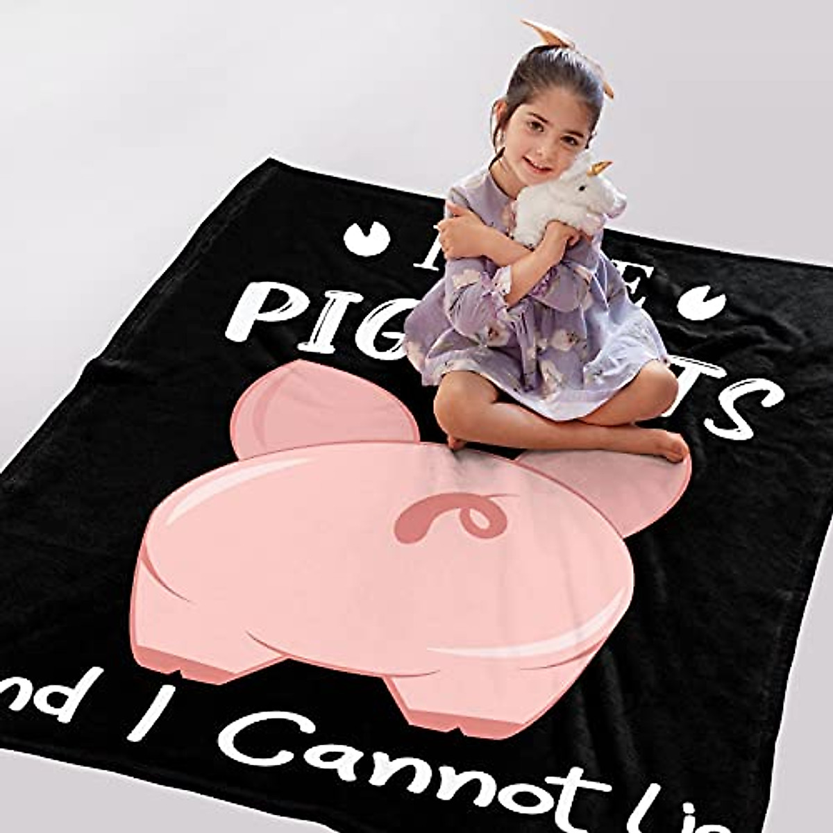 I Like Pig Butts and I Cannot Lie Blanket Throw, Flannel Fleece Kawaii Piggy Blanket Perfect for Pig Lover, Lightweight Soft Animal Blanket Suit for Bed Couch Travel Gift 40"x30" XS for Pet