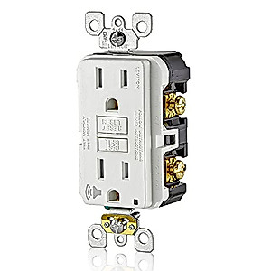 Leviton GFTA2-W SmartlockPro Self-Test Slim GFCI with Audible Trip Alert, Wallplate Included, 20 Amp, White