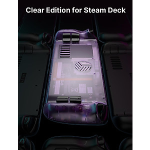 JSAUX Transparent Back Plate Compatible with Steam Deck LCD, DIY Clear Replacement Back Shell Case Compatible with Steam Deck LCD - PC0106 Vents Version [Purple]