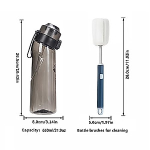 AlR UP Water Bottle, 650ML Fruit Fragrance Water Bottle with Bottle Brush, 0% Sugar Water Cup BPA Free, Sports Water Cup Suitable for Gym and Outdoor Sports