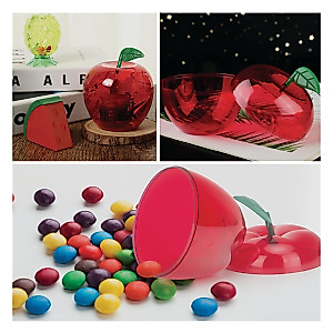 heffiso Apple Shape Cookie Jars, Apple Shaped Container, Plastic Candy Containers, Festival Cookie Container Set for Christmas Decoration, Lovely Candy Cookie Jar (6 in Red)