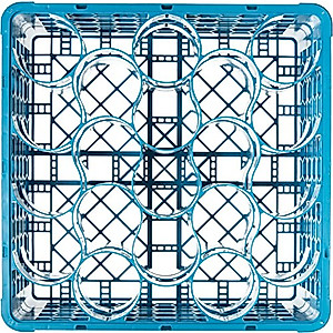 Carlisle FoodService Products RW20-214 OptiClean NeWave Polypropylene 20-Compartment Glass Rack with 3 Extender, 19-3/4" Length x 19-3/4" Width x 8.72" Height, Blue (Case of 2)