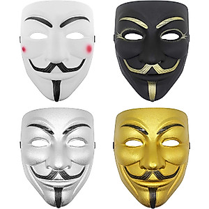 Udekit Hacker Mask V for Vendetta Mask for Kids Women Men Halloween Cosplay Costume
