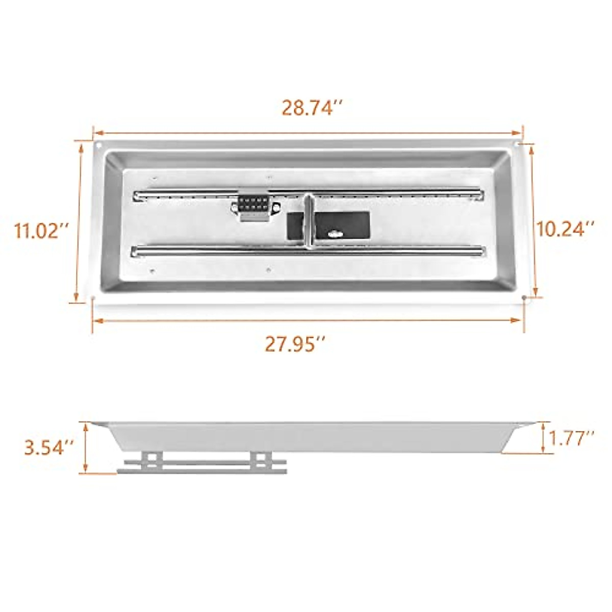 UMAX Fire Pit Kit, 28.7” x 11” Fire Pit Burner for Propane Fire Pit, Stainless Steel Fire Pit Table Insert with 11 LBS Blue Glass Beads