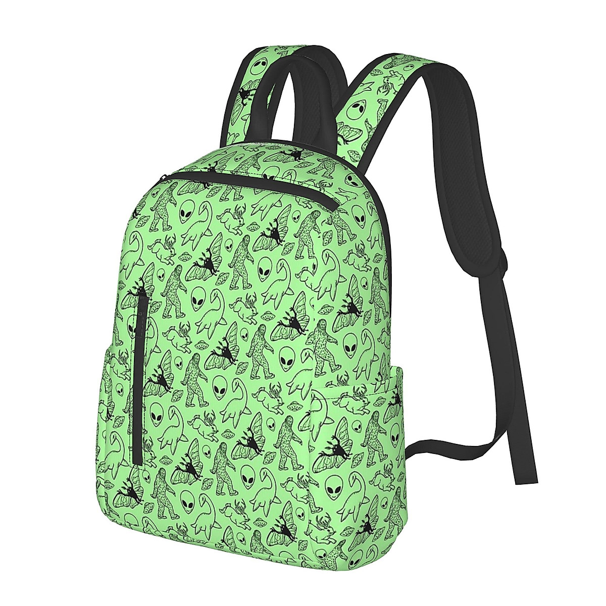 SWEET TANG Backpack Travel, Work Bookbag Aliens Savage Dinosaurs Green Casual Daypacks with Water Bottle Pocket