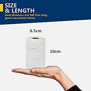 PerkHomy Cotton Butchers Twine String 500 Feet 2mm Twine for Cooking Food Safe Crafts Bakers Kitchen Butcher Meat Turkey Sausage Roasting Gift Wrapping Gardening Crocheting Knitting