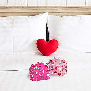 Winlyn 48 Set Valentine's Day Treat Boxes Hearts Prints Boxes Cookie Boxes Goodie Bag Party Favor Boxes Container Candy Box with Heart Tags Bulk for Kids Girls School Classroom Supplies