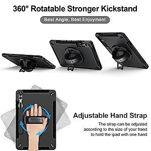 Case for Samsung Tab S9 Plus 2023: Miesherk Stock Heavy Duty Rugged Military Grade Shockproof Case for Galaxy Tab S9 Plus 12.4 Inch 2023 W/360° Stand - Handle - Shoulder Strap - S-Pen Holder - Black