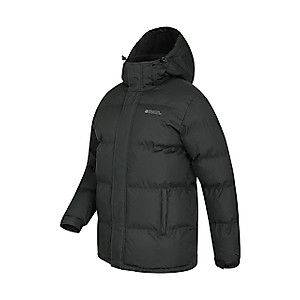 Mountain Warehouse Snow Mens Padded Jacket - Fleece Lined Hood Puffer Black Large