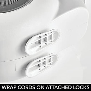 mDesign Indoor/Outdoor Retractable Clothesline - Adjustable 42ft Double Lines - Durable Plastic Reel Dryer for Hanging Wet or Dry Clothes in Bathroom, Laundry, Patio, Balcony - Portable - White