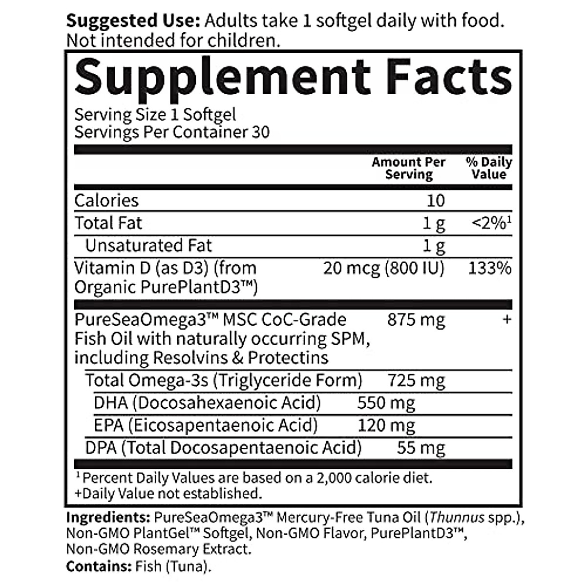 Garden of Life Dr. Formulated Prenatal DHA Fish Oil - 550mg DHA & DPA in Triglyceride Form 100% DV Vitamin D3, Single Source, Mercury Free Omega 3 DHA Supplements for Women's Health, 30 Softgels