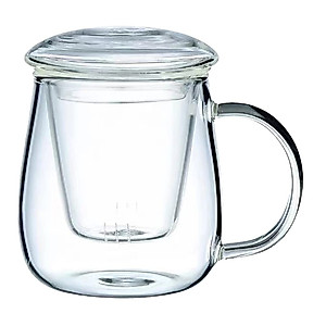 Homoyoyo Glass Tea Cups Coffee Filter 1 Set Glass Teacup Professional Filtration Tea Cup Teaware Double Walled Tumblers Tea Mugs with Infuser and Lid