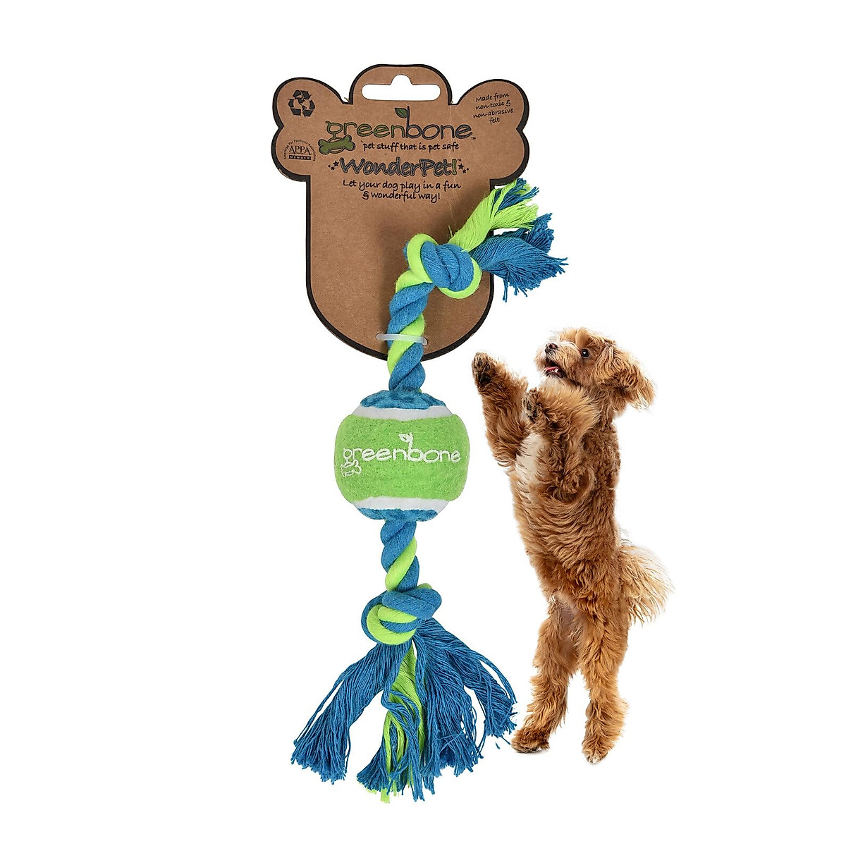 Greenbone Wonderpet! Pull n Play Tennis Ball Toys - Medium Size Dogs