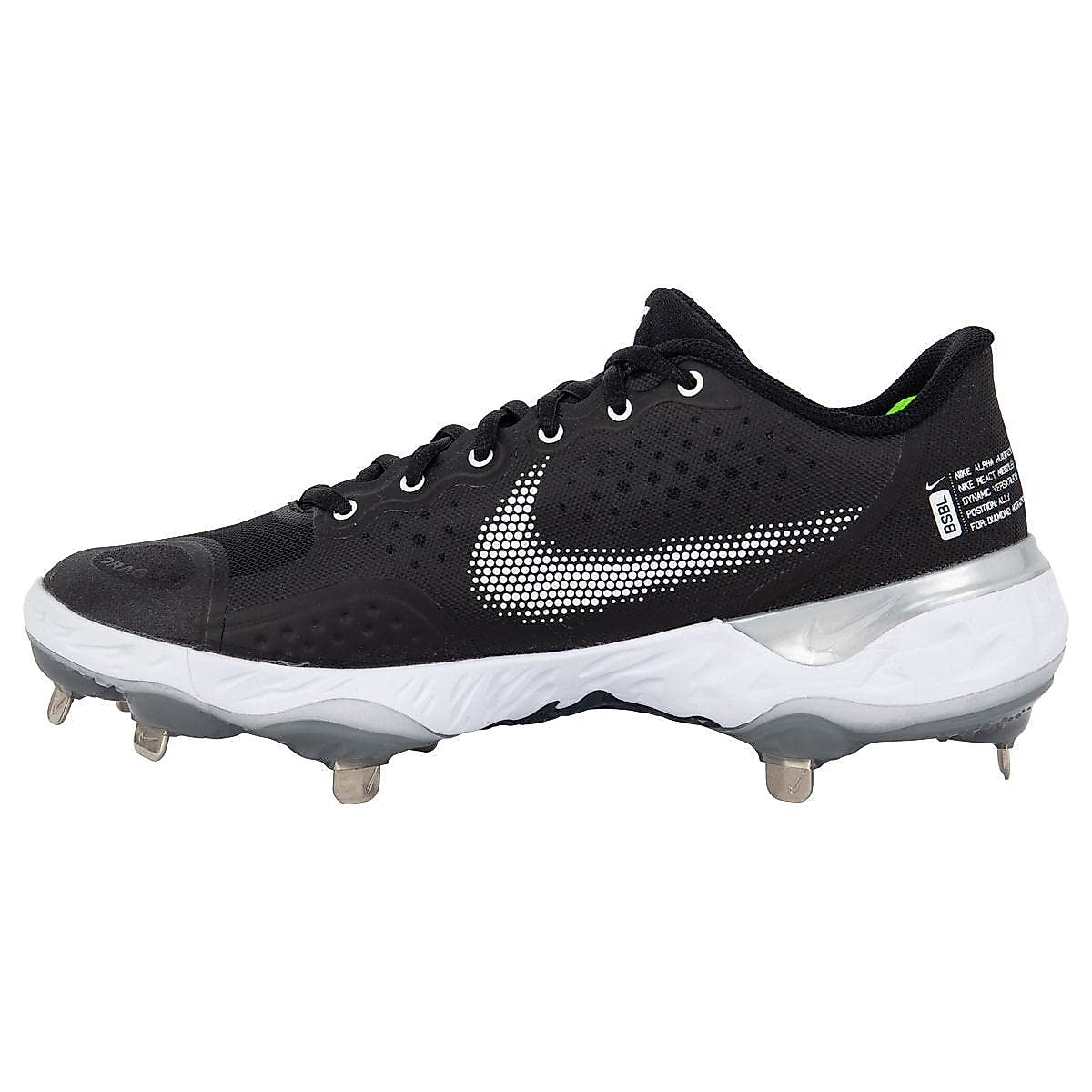 Nike Alpha Huarache Elite 3 Adult Low Metal Baseball Cleats, Black/White, 8