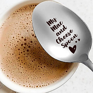family Kitchen My Mac and Cheese Spoon, Engraved Stainless Steel Coffee Cheese Spoon, Gift for Sister Friend Colleague Cheese Lovers Birthday Christmas Thanksgiving Graduation Gifts