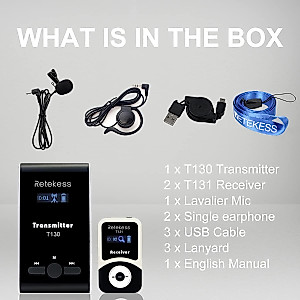 Retekess T130 Tour Guide System, Church Translation System, Good Quality Sound, 99 Channels, Assisted Listening Devices for Court,Training,Interpreter (1 Transmitter 2 Receivers)