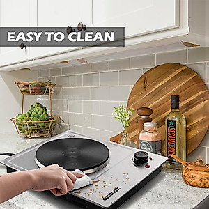 CUSIMAX Electric Hot Plate, 1500W Single Burner, Hot Plate for Cooking Electric Burner, Portable Countertop Burner Stainless Steel, Easy to Clean