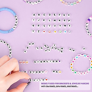 Gionlion 1000Pcs Letter Beads for Bracelet, Round Alphabet Beads Friendship Bracelet Making Kit with Elastic String in Box, Colorful Smile Heart Beads Preppy Beads for Jewelry Making, DIY Partner