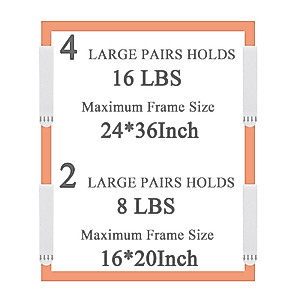 Gisde Large Picture Hanging Strips Heavy Duty, 16-Pairs(32 Strips) Sticky Picture Hangers for Walls No Damage Wall Picture Hangers Without Nails Refill Adhesive Poster Strips