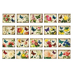 VICTORIAN FLOWERS postcard set of 20 postcards. Artistic flower in a vintage style post card variety pack. Made in USA.