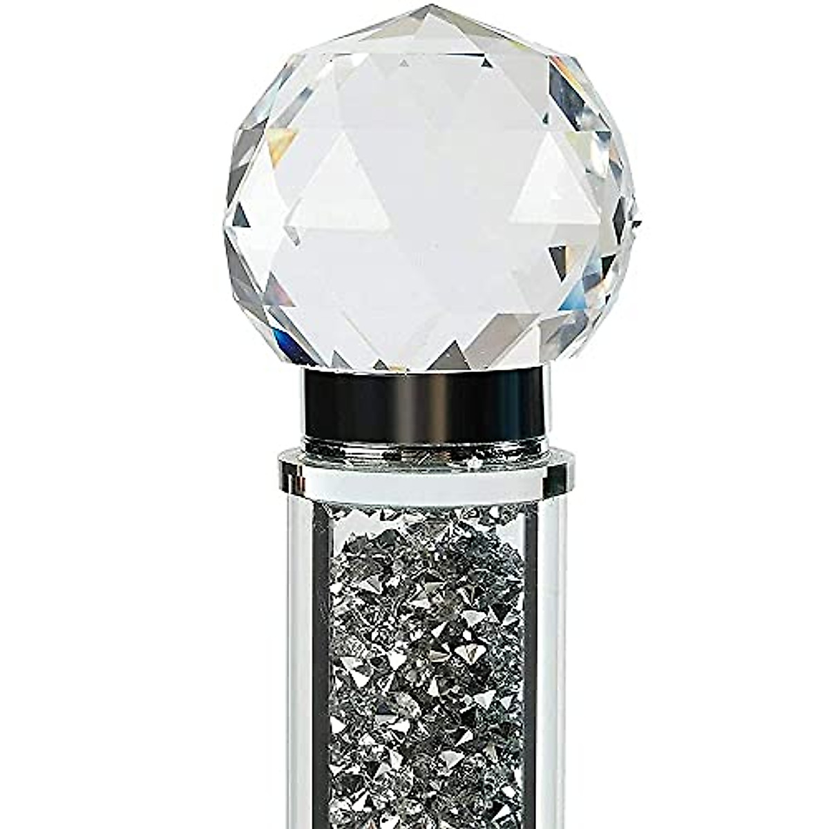 Handmade Silver Paper Towel Roll Holder, Filled with Sparkly Crystal Crushed Diamonds for Kitchen / Bathroom Towel Tissue Roll Countertop, 13inch Height 6.3inch Square Base Freestanding Holder