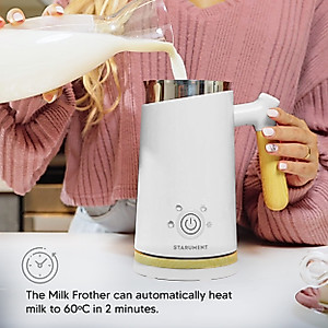 Starument Electric Milk Frother - Automatic Milk Foamer & Heater for Coffee, Latte, Cappuccino, Other Creamy Drinks - 4 Settings for Cold Foam, Airy Milk Foam, Dense Foam & Warm Milk - Easy to Use