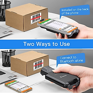 Upgraded Eyoyo QR Code Scanner Bluetooth Android Barcode Scanner, Portable Back Clip Wireless 1D 2D UPC ISBN Inventory Barcode Reader PDF417 Data Matrix Code Compatible with iPhone, Android Phone