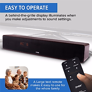 ZVOX AccuVoice AV157 Dialogue Clarifying Soundbar - Patented Hearing Technology with Voice Boost, Ultimate Low-Profile TV Speakers Soundbar, Perfect for Home Theater and Smart TV - Espresso