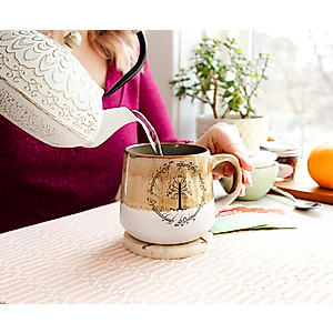 Silver Buffalo The Lord Of The Rings Gondor Elven Text Tapered Pottery Mug | Large Coffee Cup For Tea, Espresso, Cocoa | Holds 18 Ounces