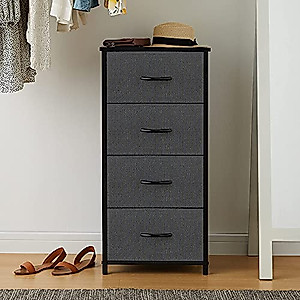 AZL1 Life Concept 4 Drawers Fabric Dresser Storage Tower, Organizer Unit for Bedroom, Closet, Entryway, Hallway - Dark Grey