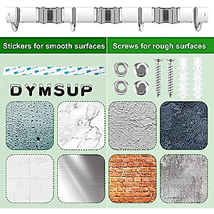 DYMSUP Mop Broom Holder Wall Mounted,3 Rack 4 Hooks Heavy Duty Mop and Broom Organizer Wall Hanging,Stainless Steel Broom Closet Garden Garage Door Tools Hanger Storage 1 Pack