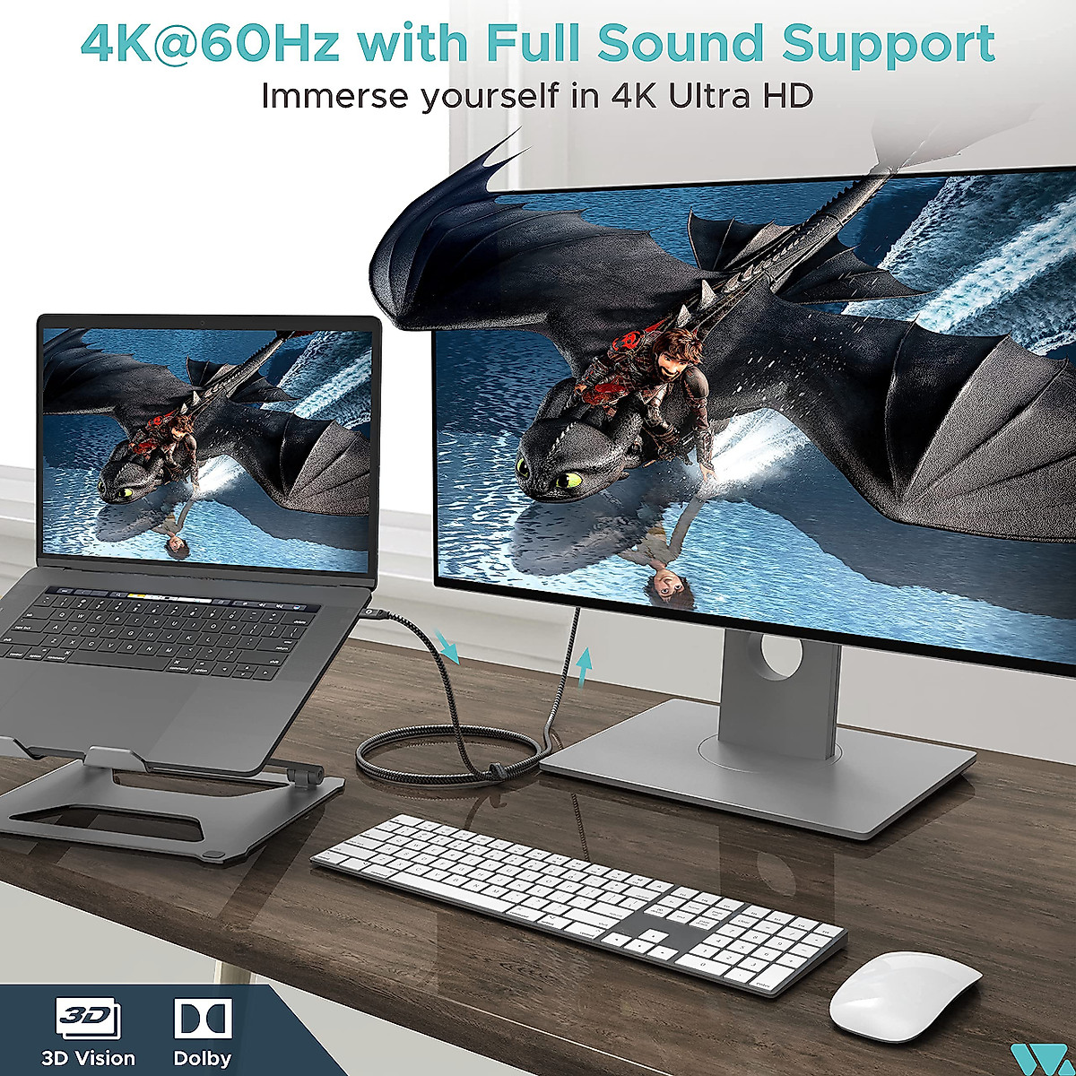 Warrky USB C to DisplayPort Cable (4K60Hz, 2K165Hz) + USB C to HDMI Cable (4K30Hz) Bundle