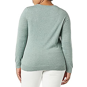 Amazon Essentials Women's Long-Sleeve Lightweight Crewneck Sweater (Available in Plus Size), Sage Green Heather, Medium