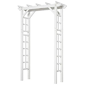 Outsunny 85" Wooden Garden Arbor for Wedding and Ceremony, Outdoor Garden Arch Trellis for Climbing Vines, Fir Wood, White