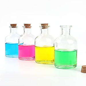 Magic Season Decorative Glass Bottles with Cork Stoppers (5 fl oz. Round Bottles / 2 Pcs)