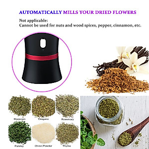 Sunseeke Electric Herb Grinder Built-in Battery, 2pcs 1.7oz Glass Herb Chamber Mini- Portable Black