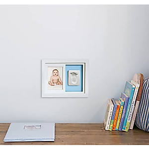 Tiny Ideas Baby's Footprint or Handprints Kit DIY Picture Frame Keepsake, Newborn Nursery Decor, Blue or Pink Reversible Mat, Baby Boy Gift Or Baby Girl Gift, White