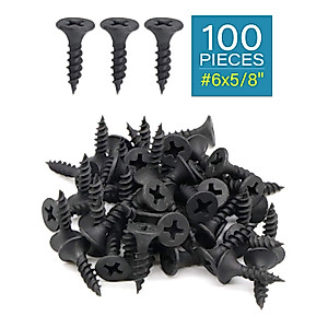 IMScrews 100pcs #6 x 5/8" Flat Head Phillips Drywall Screws Fine Thread Sharp Point Wood Screw, Carbon Steel 1022A, Black Phosphate