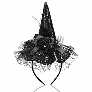 Utavu Halloween Witch Hat Headband for Halloween Costume Dress up Party Supplies, Black, One Size