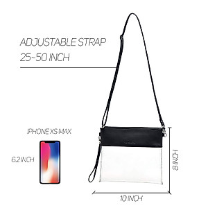 Vorspack 2 Packs Black Clear Purse Stadium Approved - Clear Bag Clear Crossbody Bag for Concerts Sports Festivals