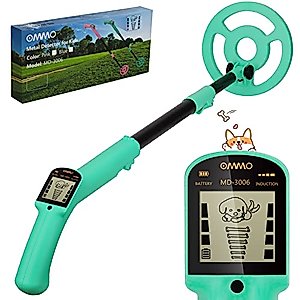 OMMO Metal Detector, Adjustable 27.5”-37.8” Metal Detector for Kids with Intuitive LCD Display, Lightweight Kids Metal Detectors with 6” Search Coil for Exploration Hiking (Blue)